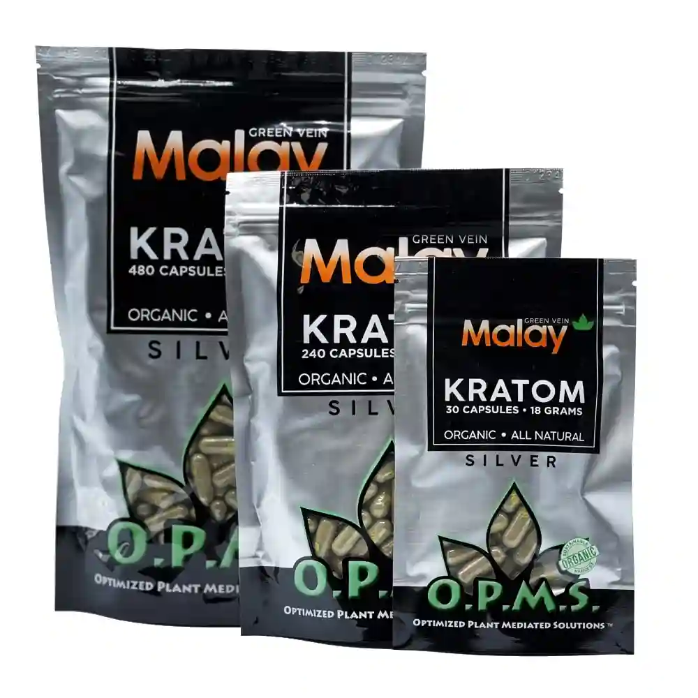 Shop OPMS Silver Malay Kratom Capsules at Club7OH